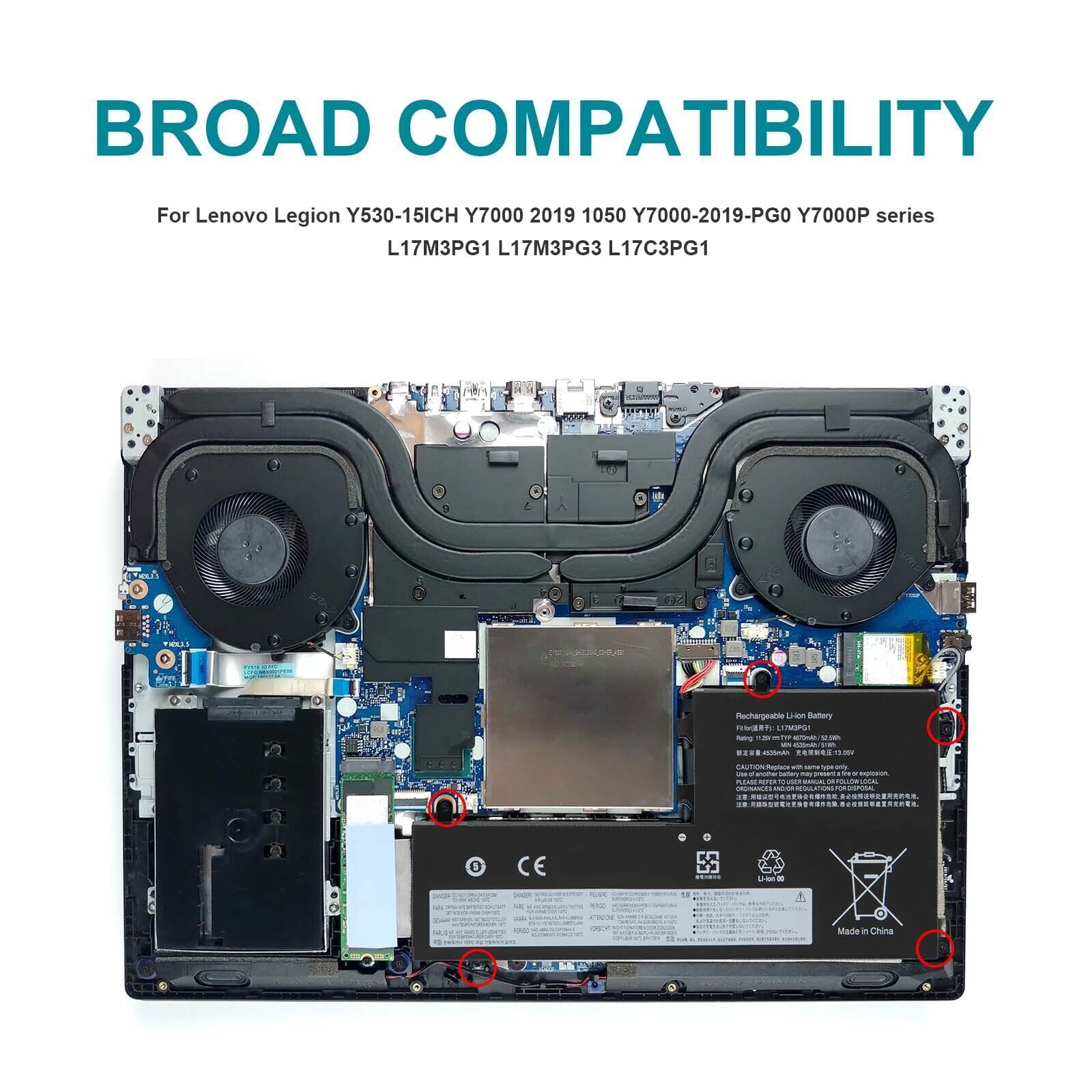 Battery for Lenovo Legion Y540-15IRH Y7000P Y7000 L17L3PG1 L17M3PG1 ...