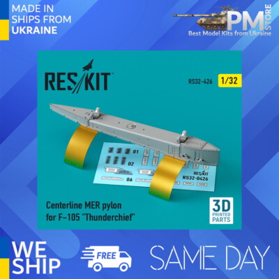 Reskit RS32-0426 1/32 Centerline MER pylon for F-105 "Thunderchief" 3D ...