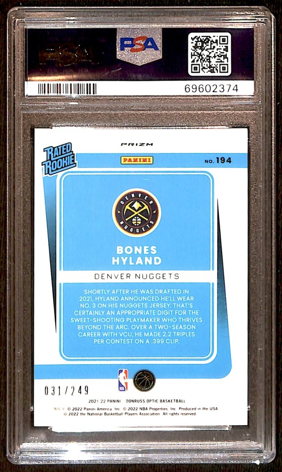 2021-22 Donruss Optic Premium Box Set Rated Rookie /249 Bones Hyland ...