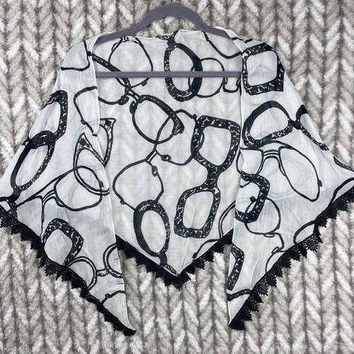 womens one size Debbie Martin Design black & white glasses print wrap ...