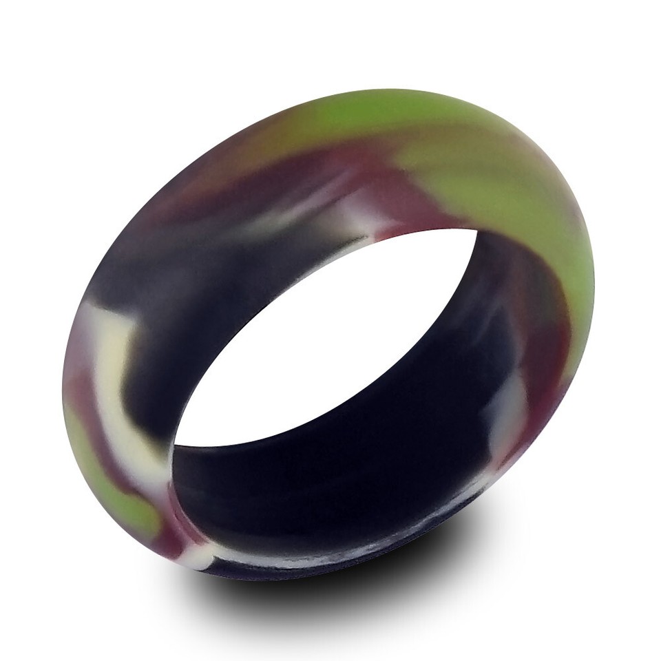 1Pc Camouflage Silicone Wedding Rings Rubber Promise Bands 8mm Width ...