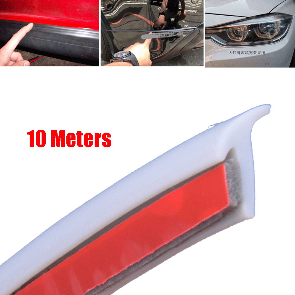 10M White Slant T Rubber Car Fender Bumper Side Skirt Gap Fill Seal ...