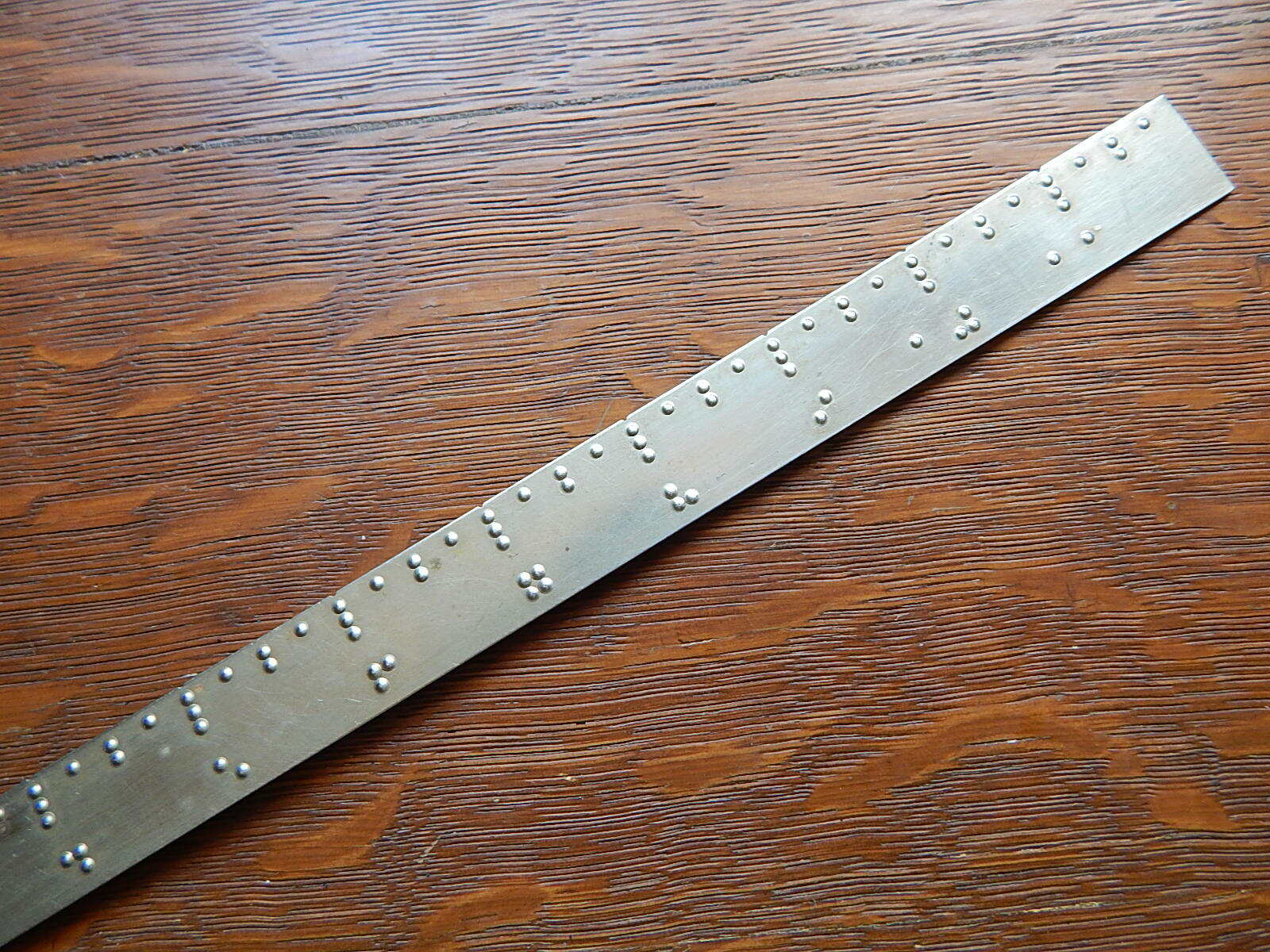 Antique Braille 1 Foot Nickle Plated Brass Ruler Howe Press Perkins ...