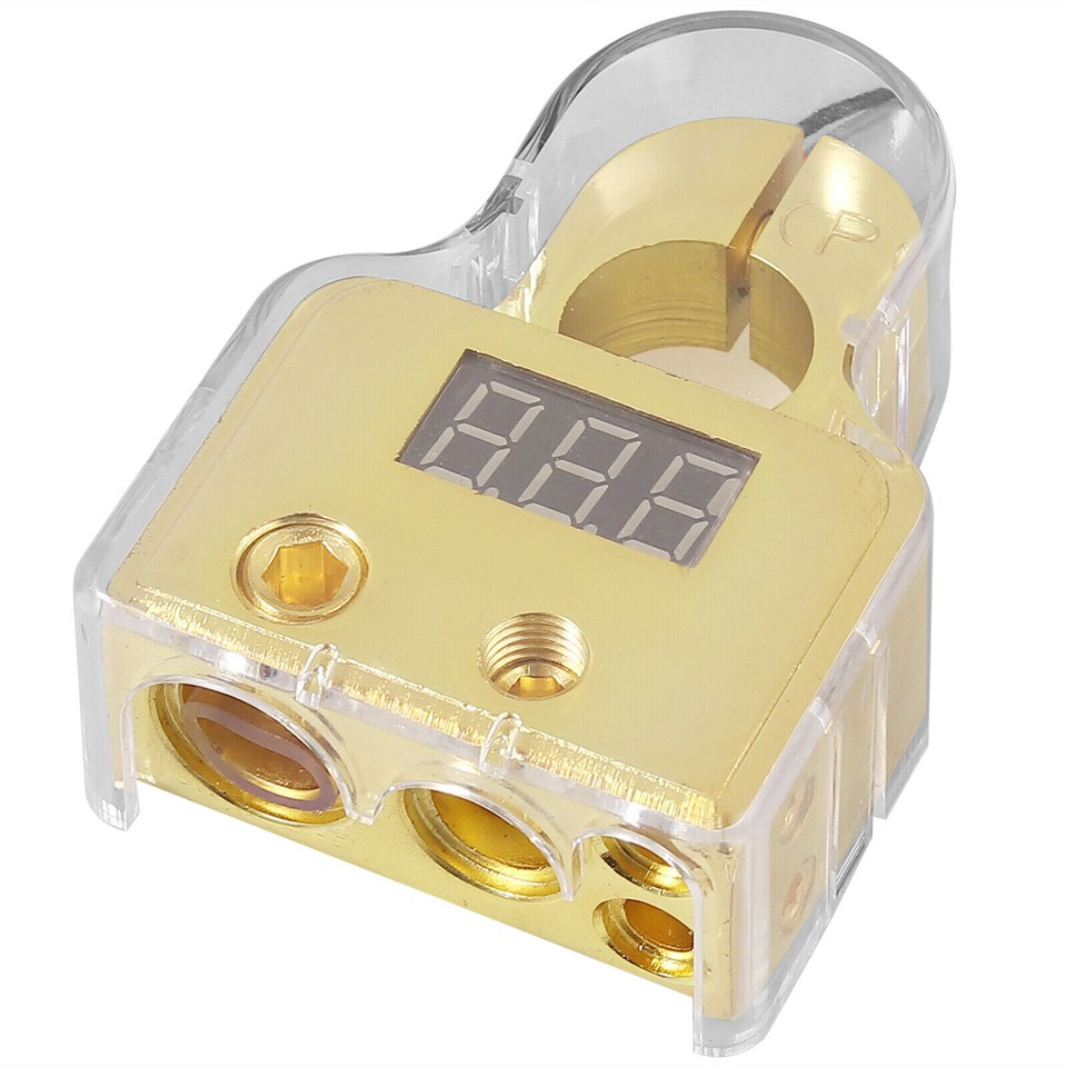 Digital Car Battery Terminal Connectors LED Voltmeter 0/4/8 Gauge Power ...