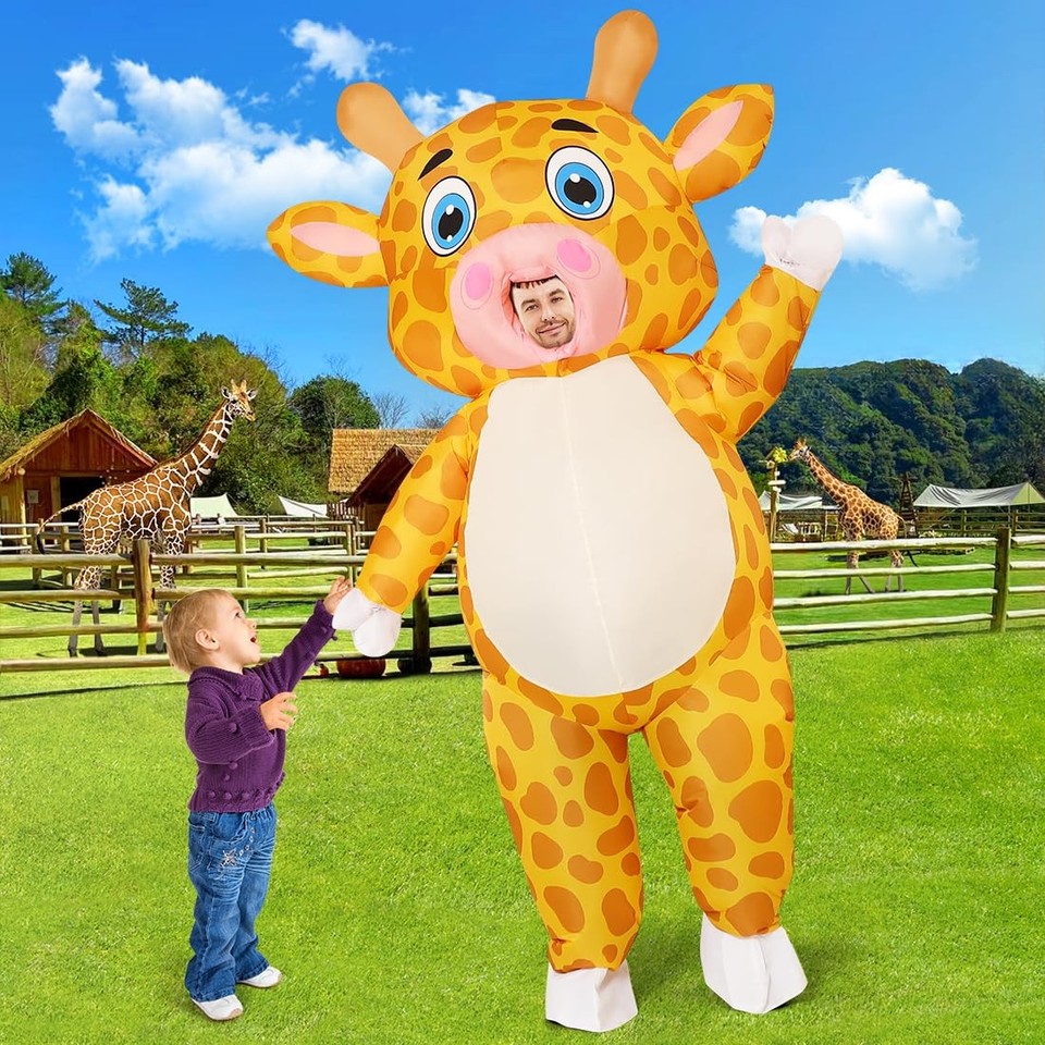 Inflatable Giraffe Costume Adult Animal Funny Full Body Halloween Blow ...