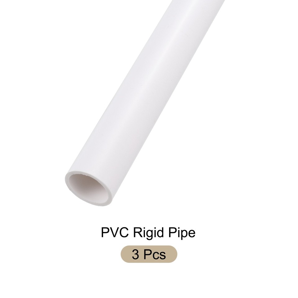 3pcs 5/8"x0.8" PVC Pipe 24" Plastic Rigid Tubing High Impact Drain Pipe ...