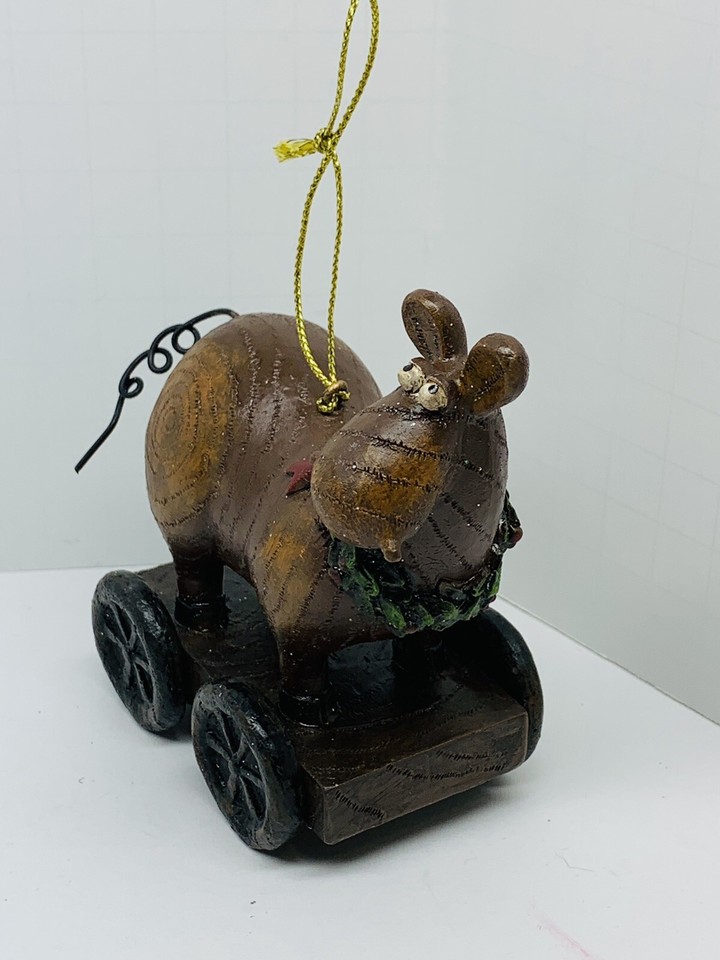 Moose Reindeer Christmas Tree Ornament On Wagon Whimsical Hunter Cabin ...