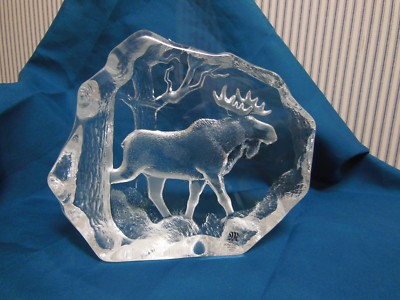 Mats Jonasson Crystal Moose In Woods Sculpture/Statue/Figurine 3566- | eBay