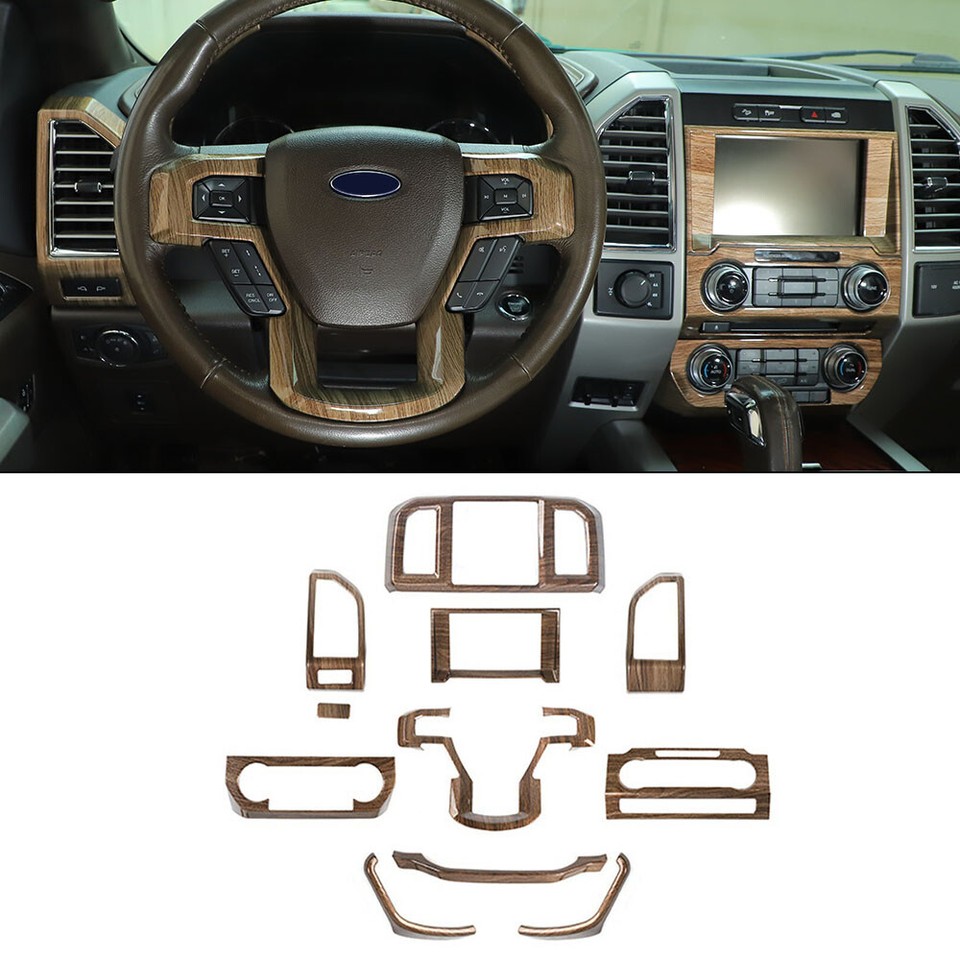 Wood Grain Full Set Interior Decoration Cover Trim Kit For Ford F-150 ...