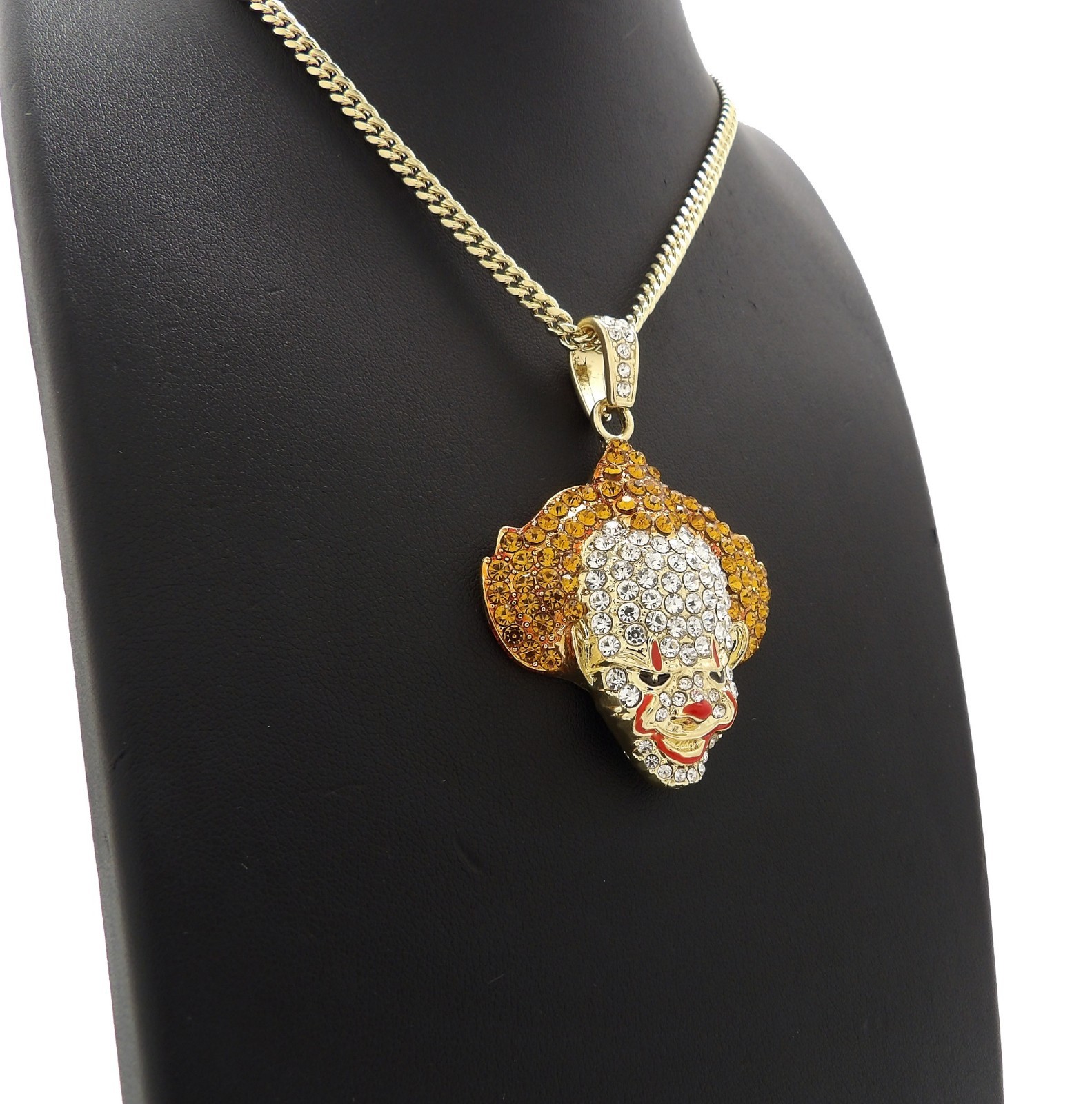 Iced Bling Crazy Clown Pendant & 24" Box, Rope, Cuban Chain Hip Hop ...