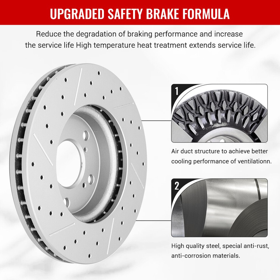 Front Drilled Rotors Ceramic Brake Pads for Dodge Durango Jeep Grand ...