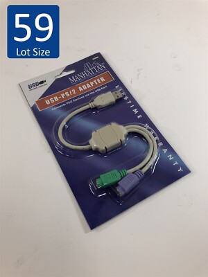 Lot of 59 NEW Manhattan USB - PS/2 Adapter - PS/2 Female to USB Male ...