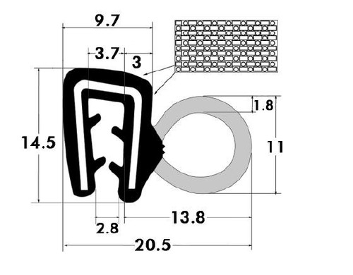 Universal Weatherstrip / Trim Edge Seal / Sponge Bulb & Dense Rubber ...
