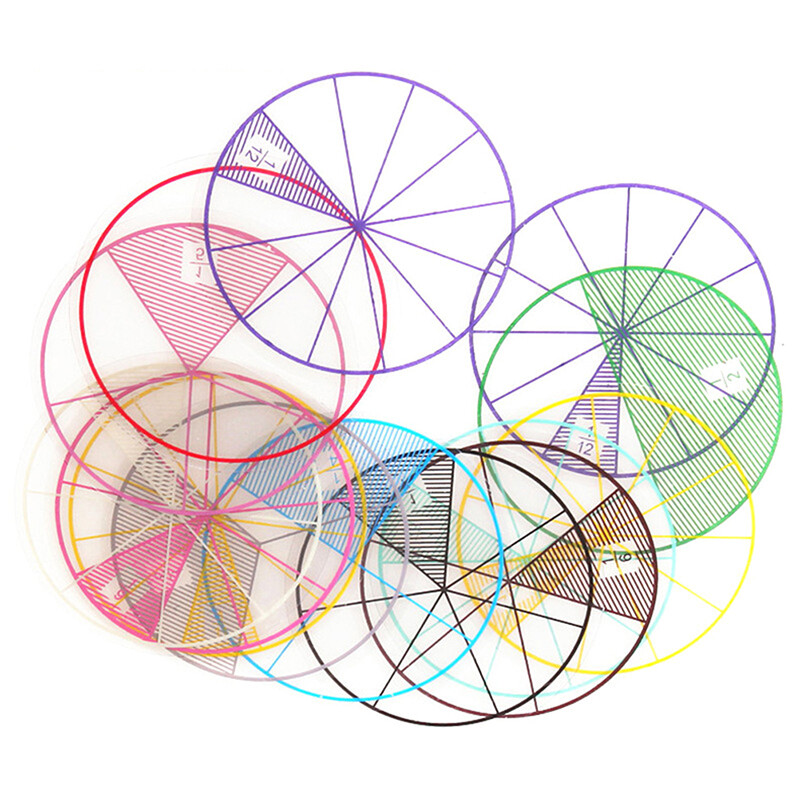 1Set Kids Math Toys For Children Math Numbered Fractions Circles Math ...