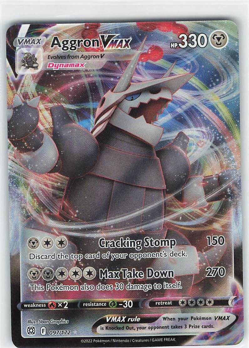 Aggron VMAX 097/172 Brilliant Stars Ultra Rare Holo Pokemon TCG Card NM ...
