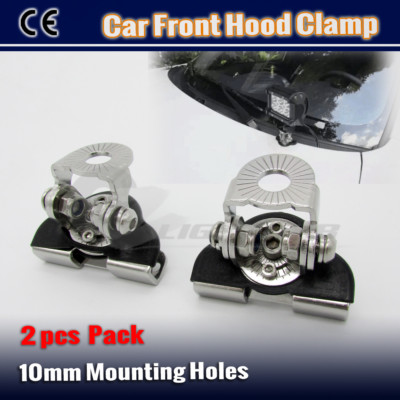 Pair Car Front Bonnet Hood Clamp Mounting Brackets Antenna For LED Work ...