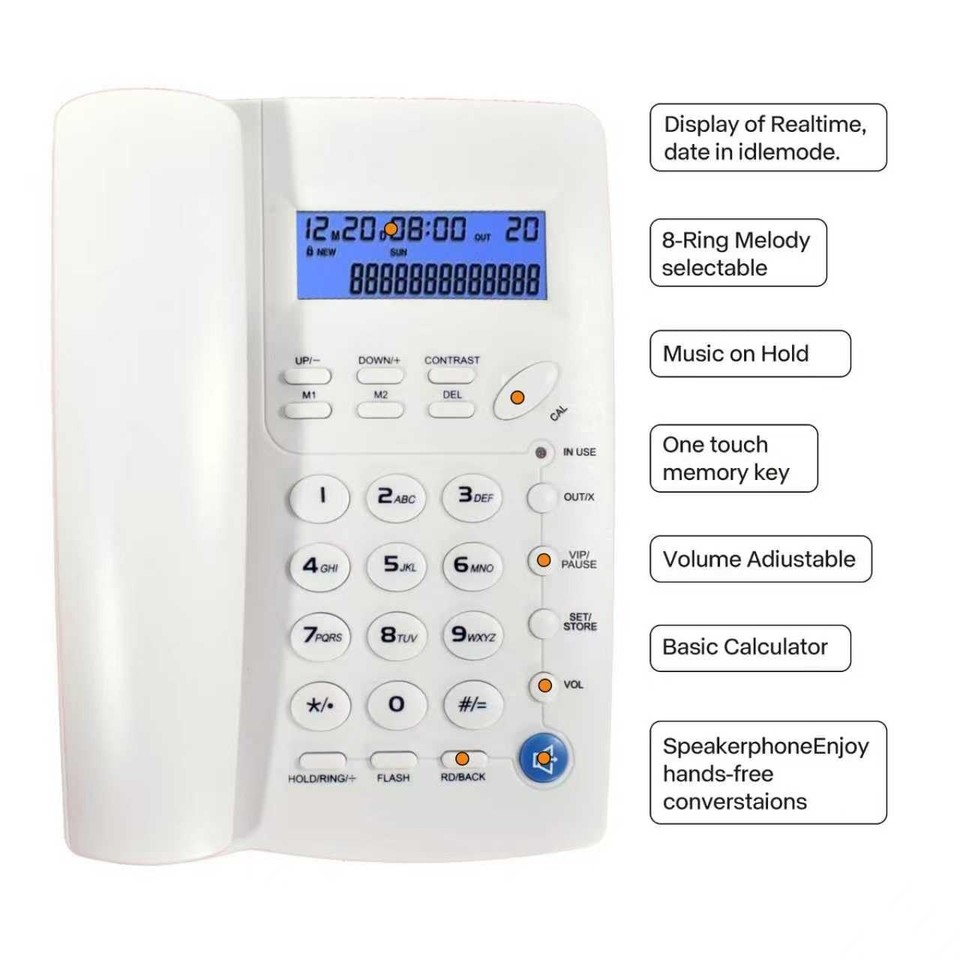 Y043 Corded Landline Telephone for Home, Caller ID/Call Waiting, Easy ...