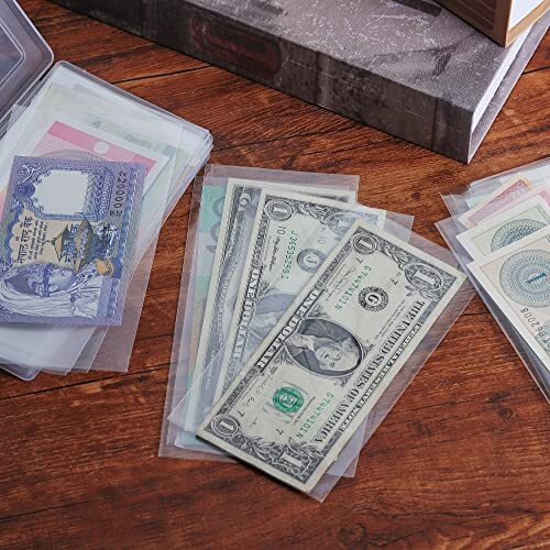 100 Pcs Dollar Bill Holder Money Currency Sleeves Banknotes Protector ...