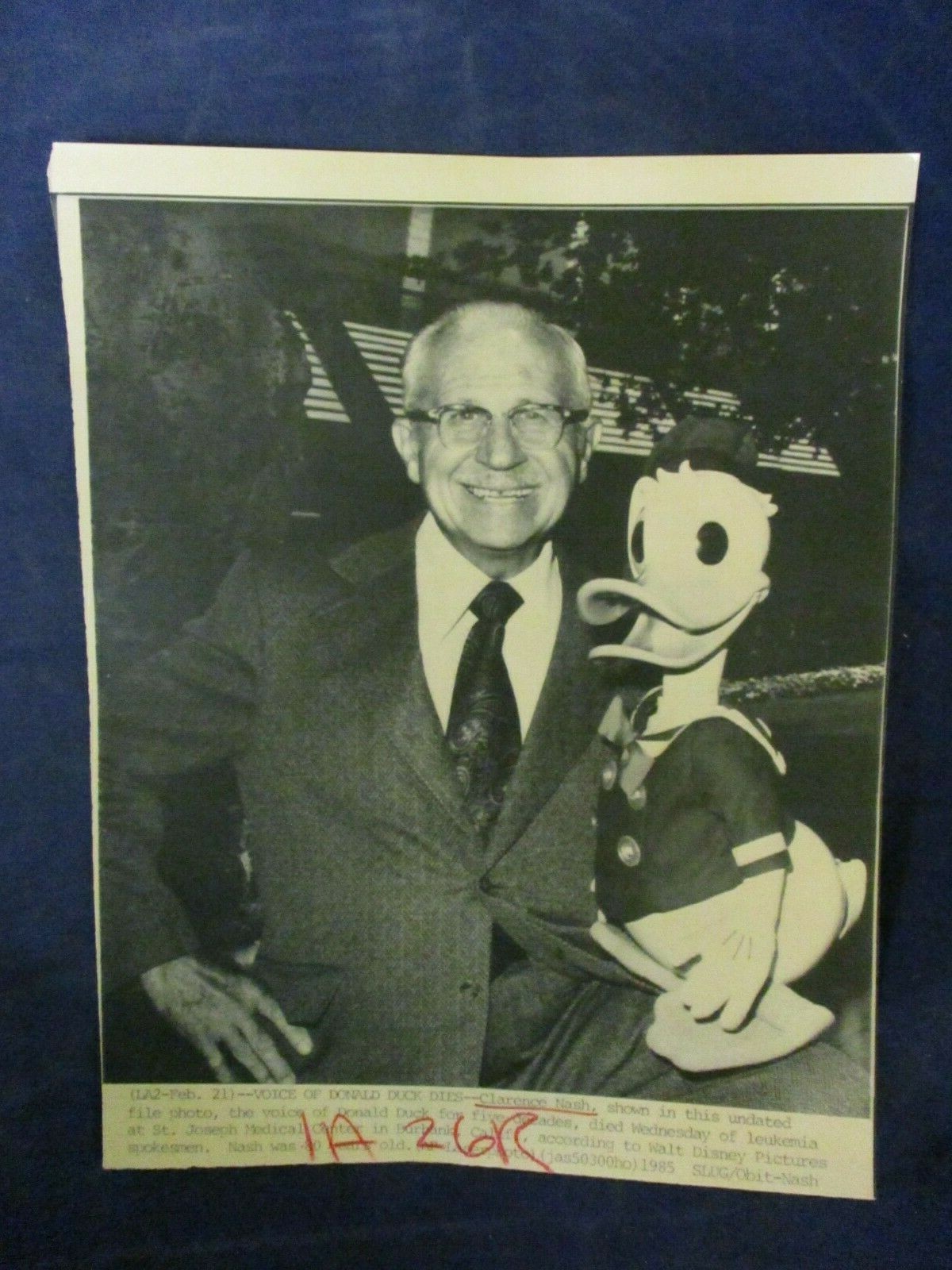 1985 Clarence Nash voice actor of Donald Duck Disney Vintage Wire Press ...
