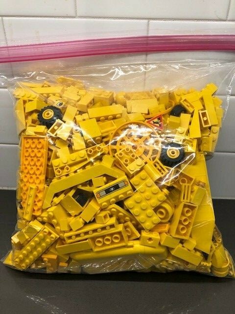 Bulk 2 Pounds Bright Yellow Lego Pieces Bricks Gallon Zip Bag Full | eBay