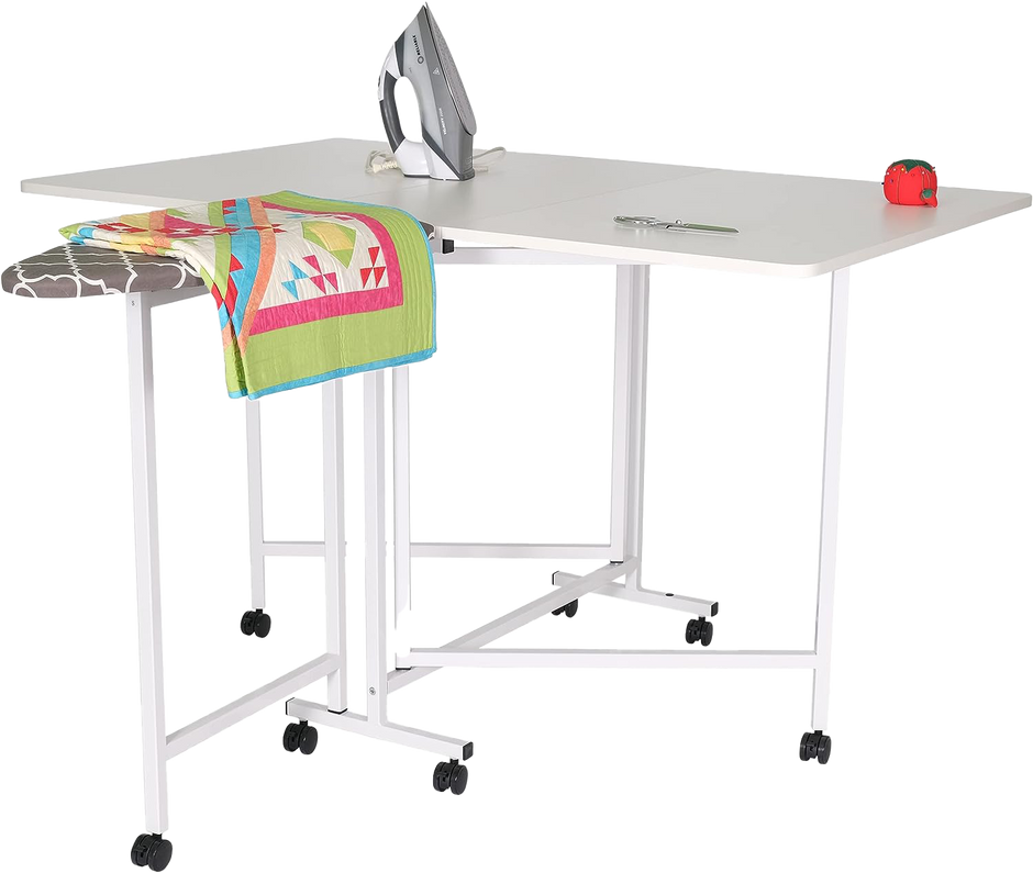 Arrow Sewing Millie Folding Cutting Table with Ironing Board and Wheels ...