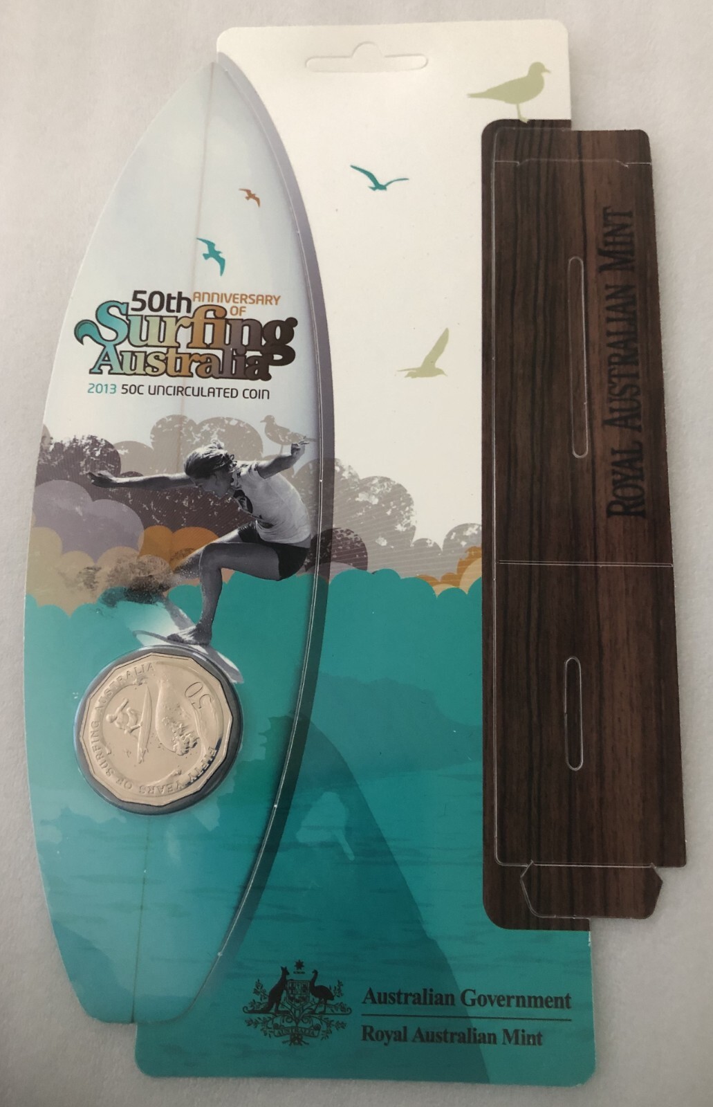 2013 50 cent Uncirculated Coin 50th Anniversary of Surfing Australia ...