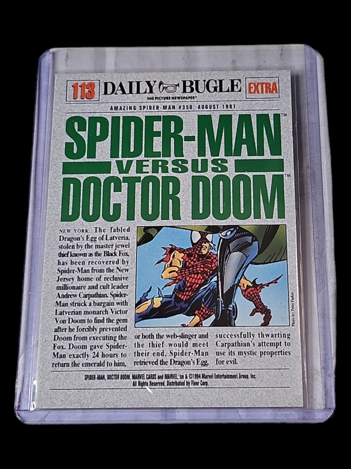 1994 FLEER MARVEL THE AMAZING SPIDER-MAN SPIDER-MAN VS. DOCTOR DOOM ...