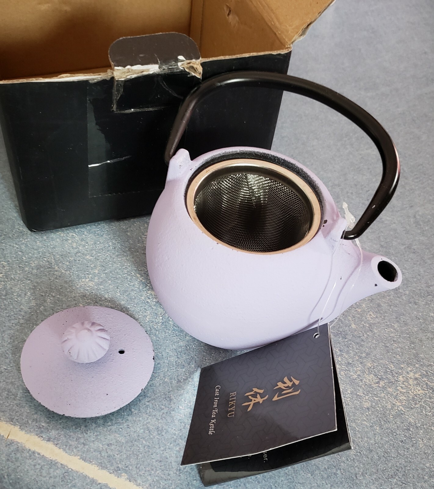 RIKYU Cast Iron tea Kettle PURPLE lavender Lilac 1 Person Beautiful ...