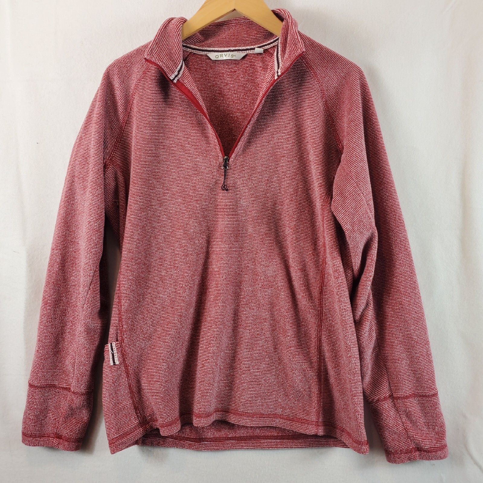 orvis women shirt pullover red fleece shirt pocket medium | eBay