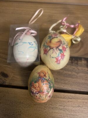 Real Hollow Hand-Painted Egg Shell Easter Decoration Blue and White ...
