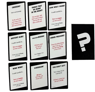 Clue 9 Clue Cards and Case File Envelope 2018 Replacement Pieces Parts ...