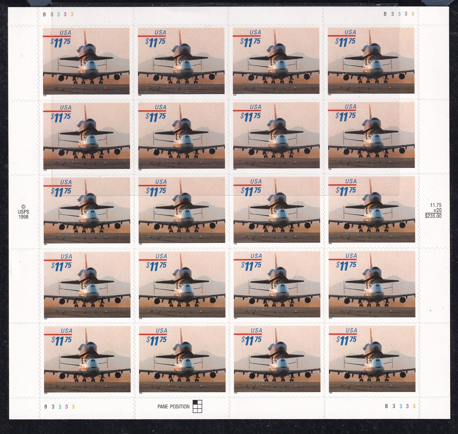 Space Shuttle Piggyback Express Mint Sheet of 20 Stamps, Scot #3262 ...