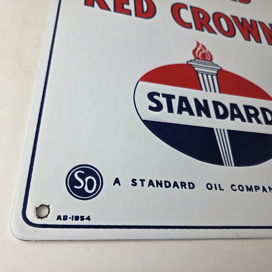 Vintage Standard Red Crown Sign - Porcelain Torch Gas Motor Oil Pump ...