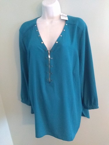 JM COLLECTION WOMEN'S TUNIC TOP XL NWT COLOR TURQUOISE | eBay