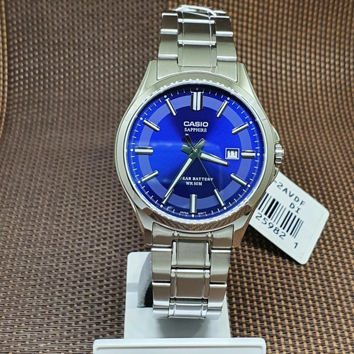 Casio MTS-100D-2A Enticer Blue Dial Stainless Steel Sapphire Crystal ...