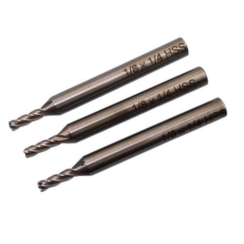 3pcs 1/8 inch Four 4 Flute HSS & Aluminium End Mill Cutter CNC Bit ...
