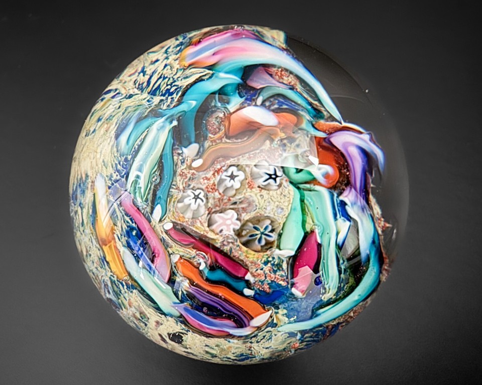 Doug Sweet 1.8" Millefiori Undersea Lampwork Contemporary Art Glass ...