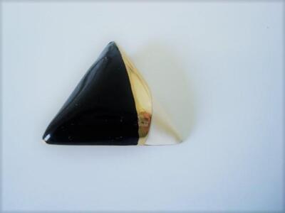 Monet Small Gold Tone Black and Cream Enamel Triangle Pin Brooch 1 1/8 ...