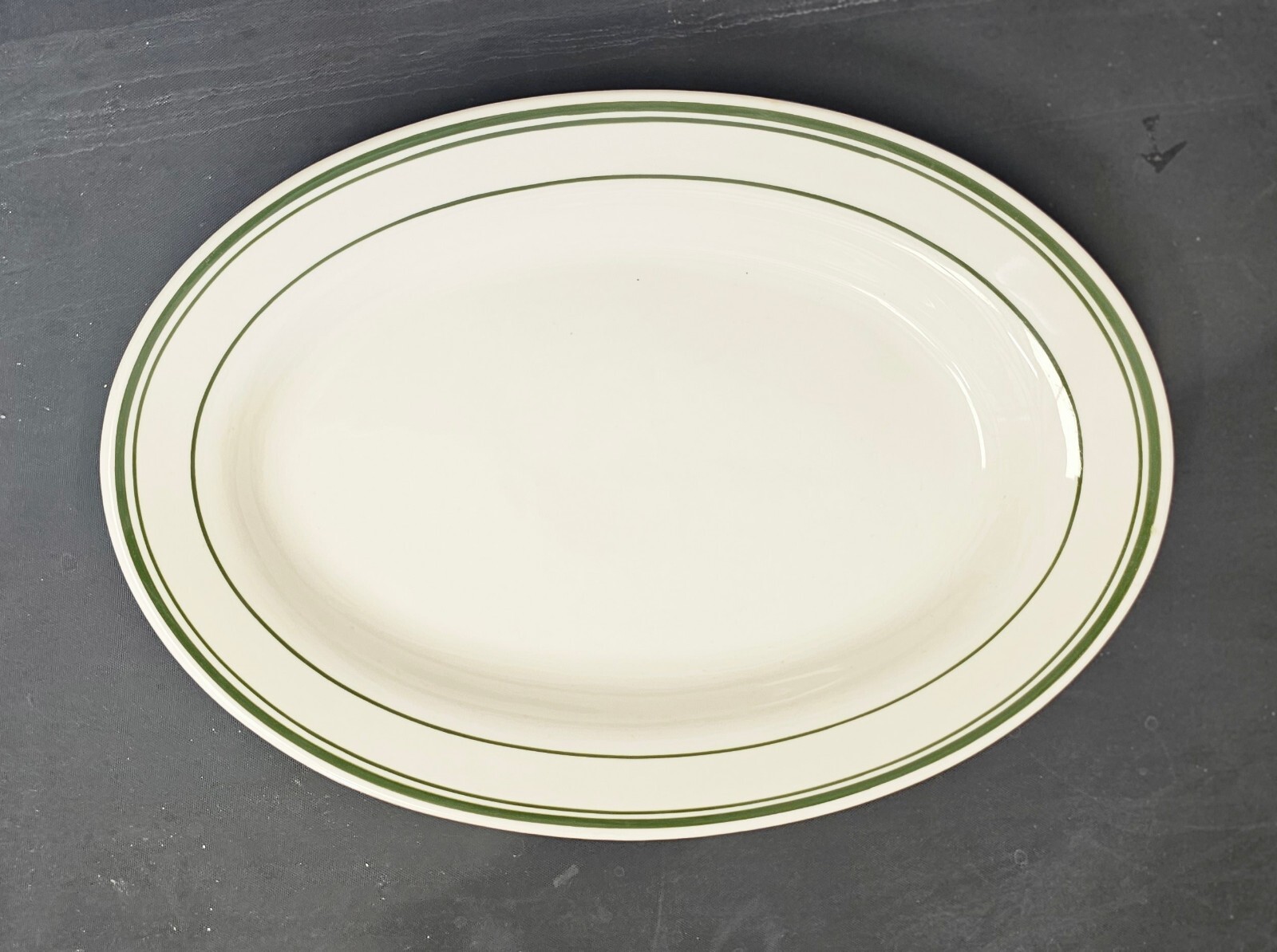 SET OF 45 Oval Tuxton Plates 12 1/2 Green Band | eBay