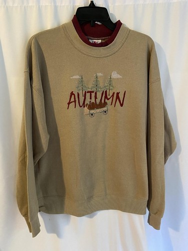 Vintage Autumn Pine Cones Wagon Trees Fall Top Threads Sweatshirt Adult XL | eBay
