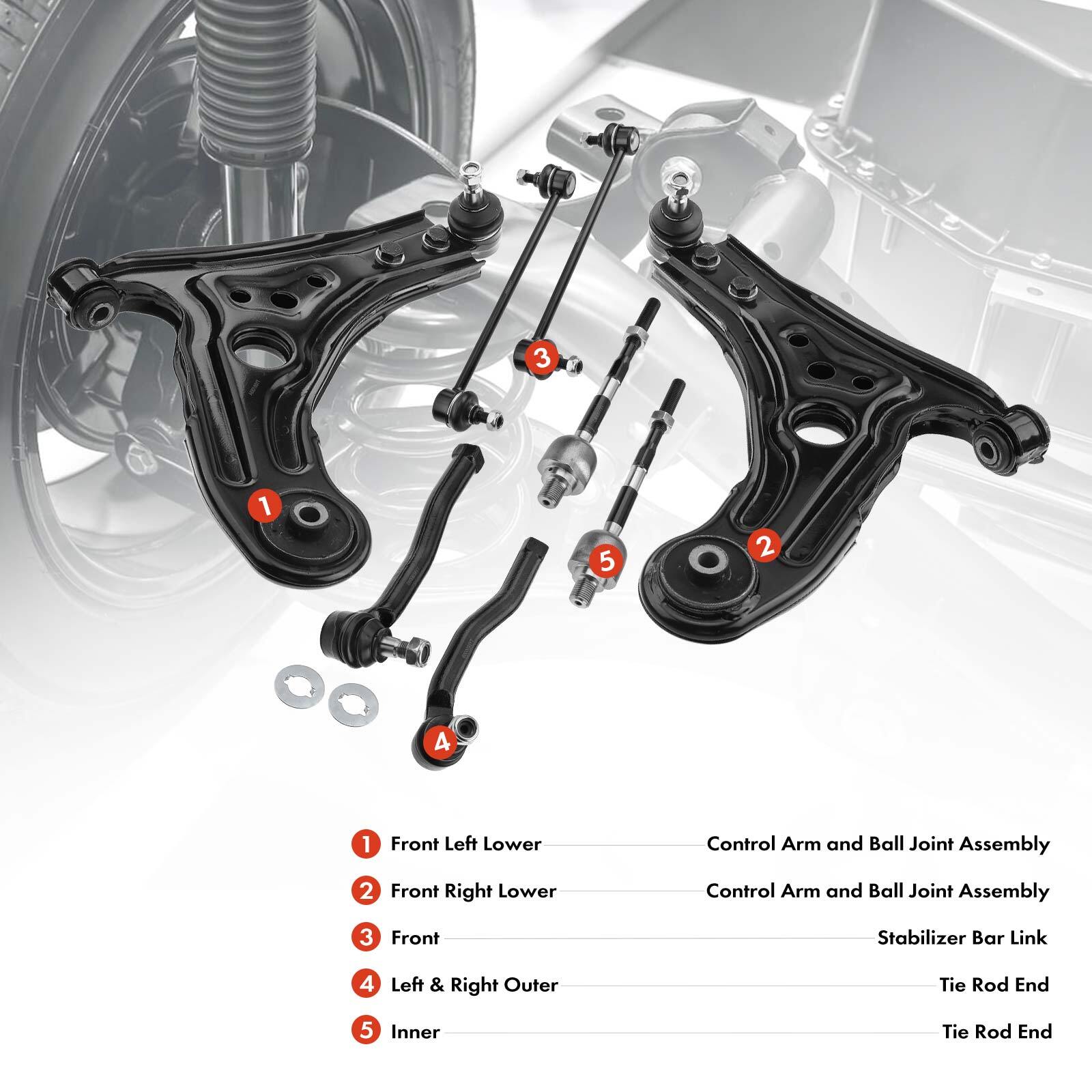 8x Control Arm w/ Ball Joint & Sway Bar Link & Tie Rod End for Chevy ...