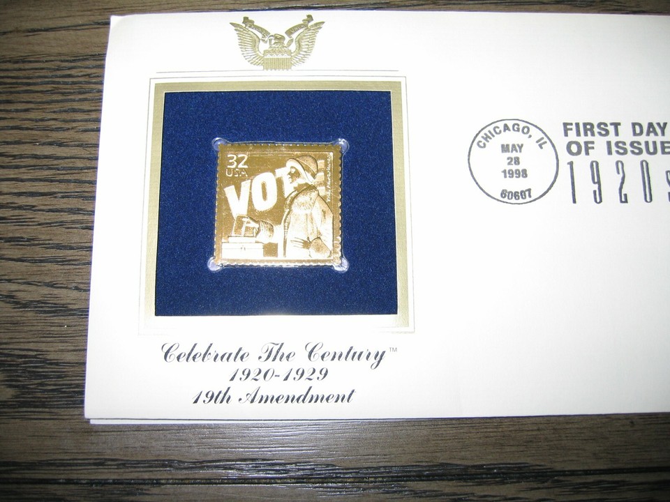 1998 19th Amendment Womens Right To Vote Gold Golden Replica Stamp ...