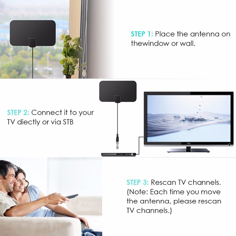4K 25DB High Gain HD TV DTV Box Digital TV Antenna 50 Miles Booster ...