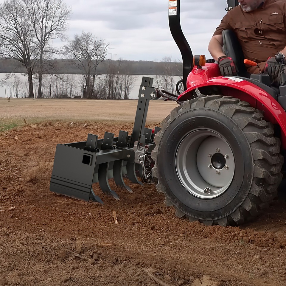 Heavy Duty Box Blade Attachment for Tractor W/ 6 Scarifier Shanks - 54. ...