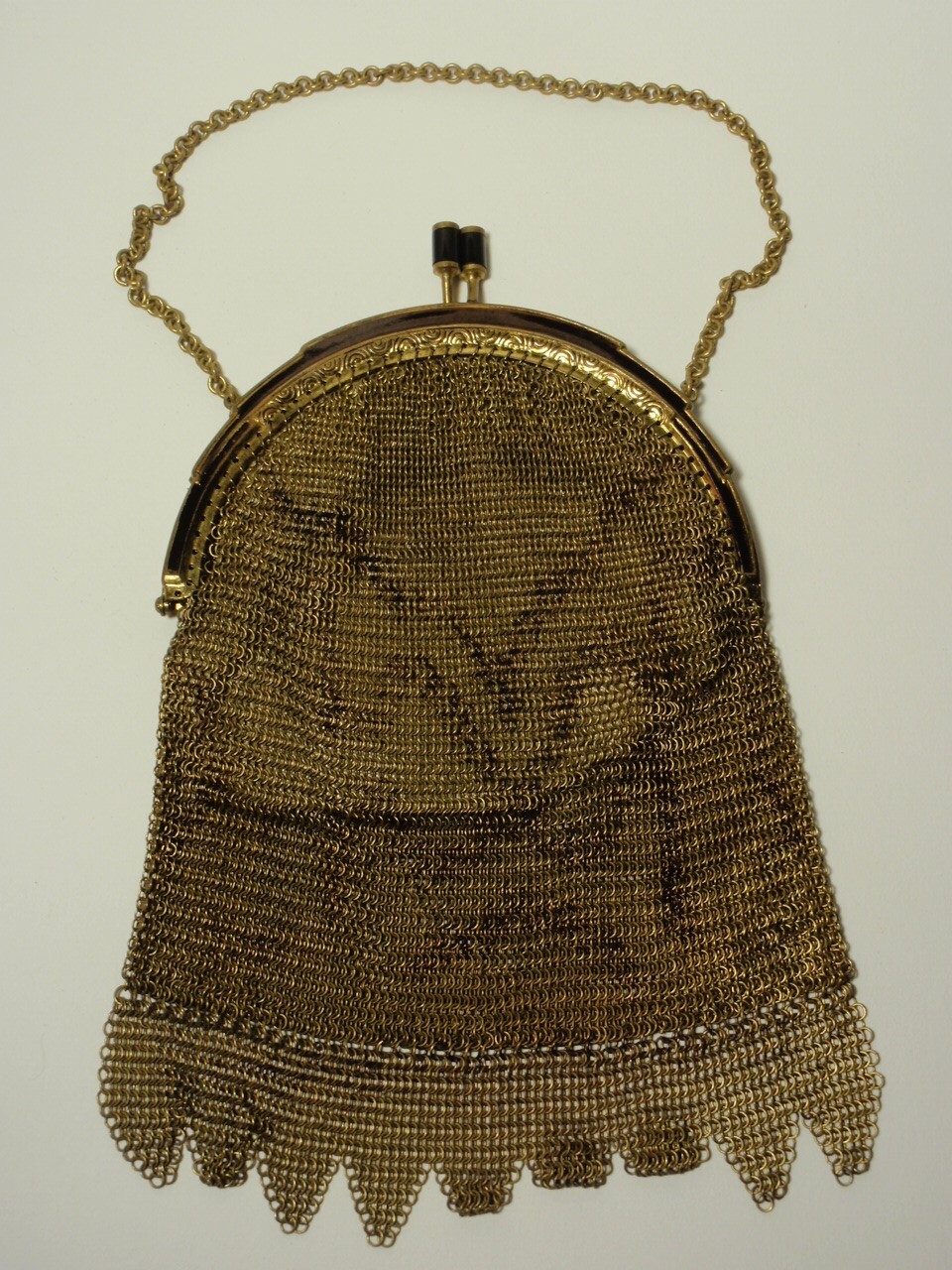 Vintage Germany Brown Enamel Frame Mesh Purse - Gem