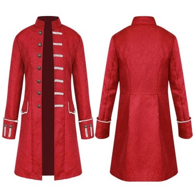 Men's Brocade Red Gothic Steampunk Victorian Frock Coat Jacket | eBay