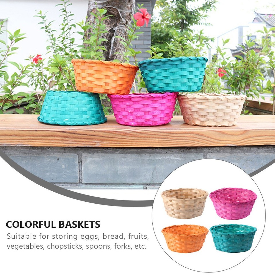 4 Pcs Display Baskets for Vendor Events Fruit Rattan Bamboo Storage Bin ...
