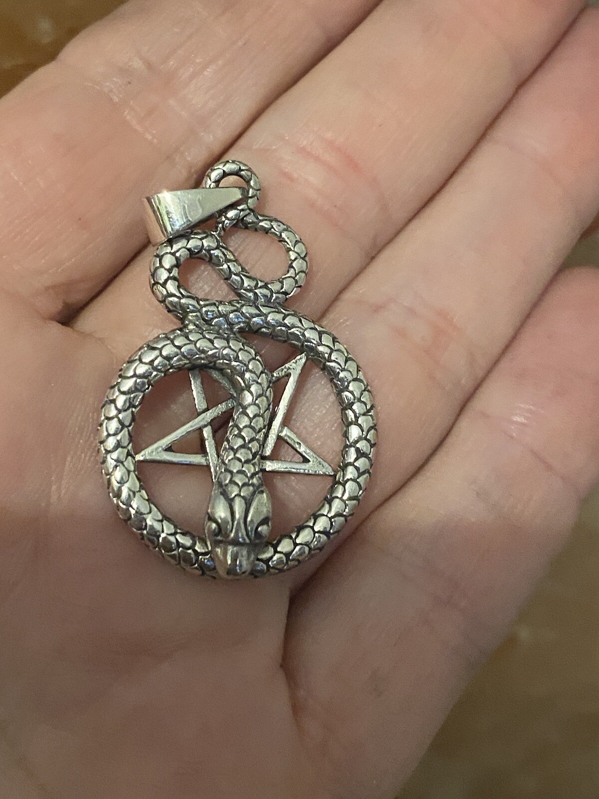 Silver Wicken Star With snake pendant and silver necklace | eBay