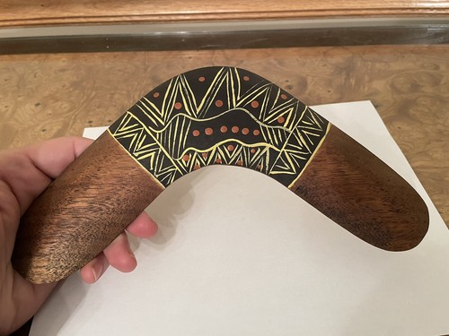 Vintage Authentic Wood Painted Boomerang Signed 10” | eBay
