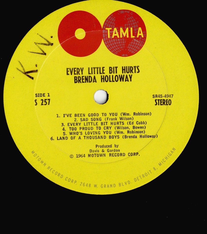 BRENDA HOLLOWAY every little bit hurts U.S. TAMLA LP 257_orig 1964 rare ...